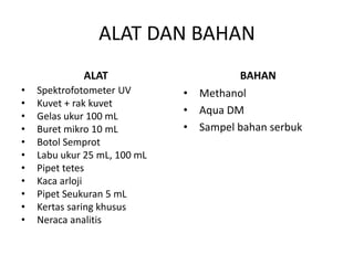Penetapan kadar [paracetamol] metode spektrofotometri ultraviolet | PPTX