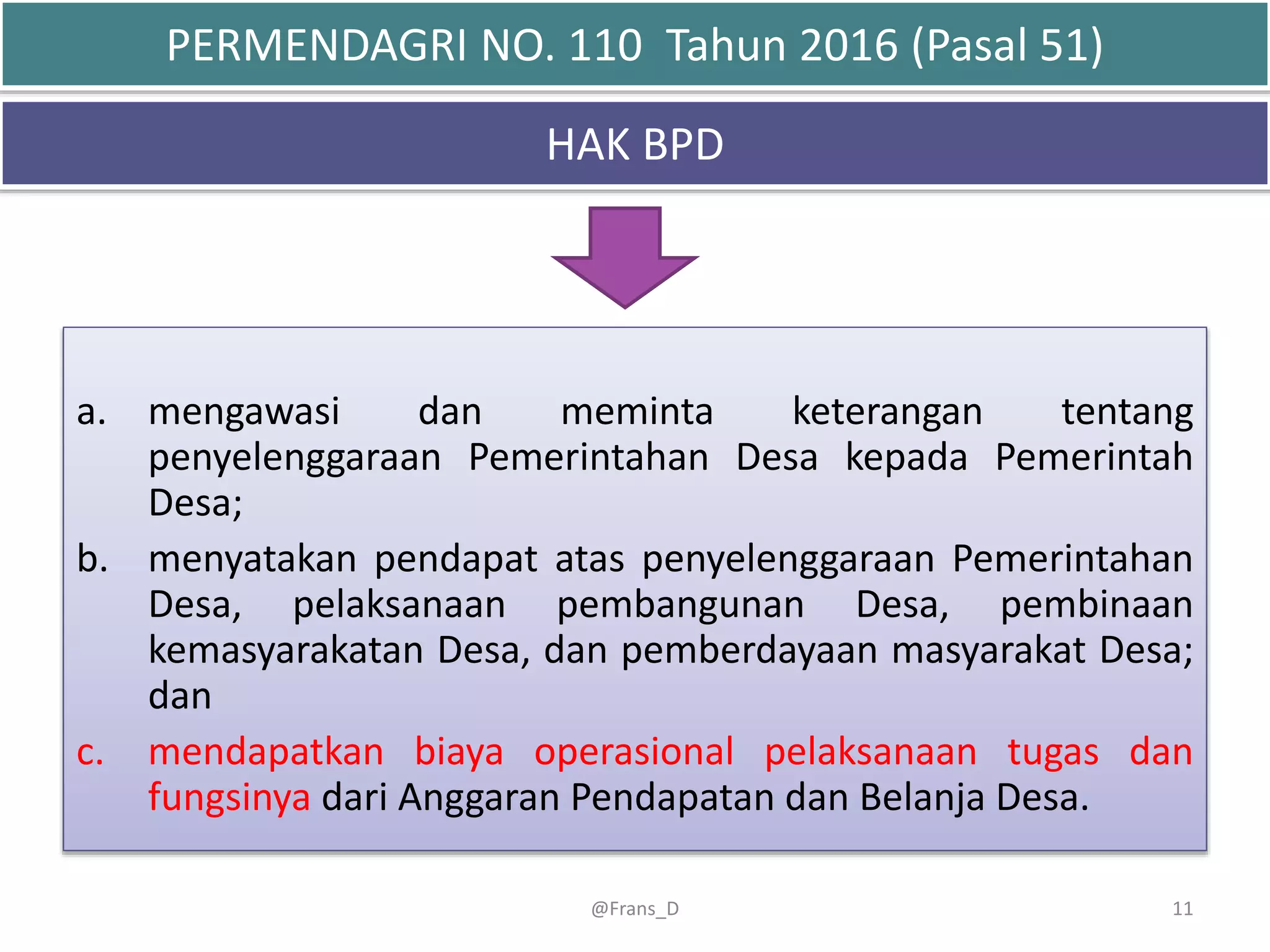 Penetapan penghasilan ketua dan anggota bpd | PPTX