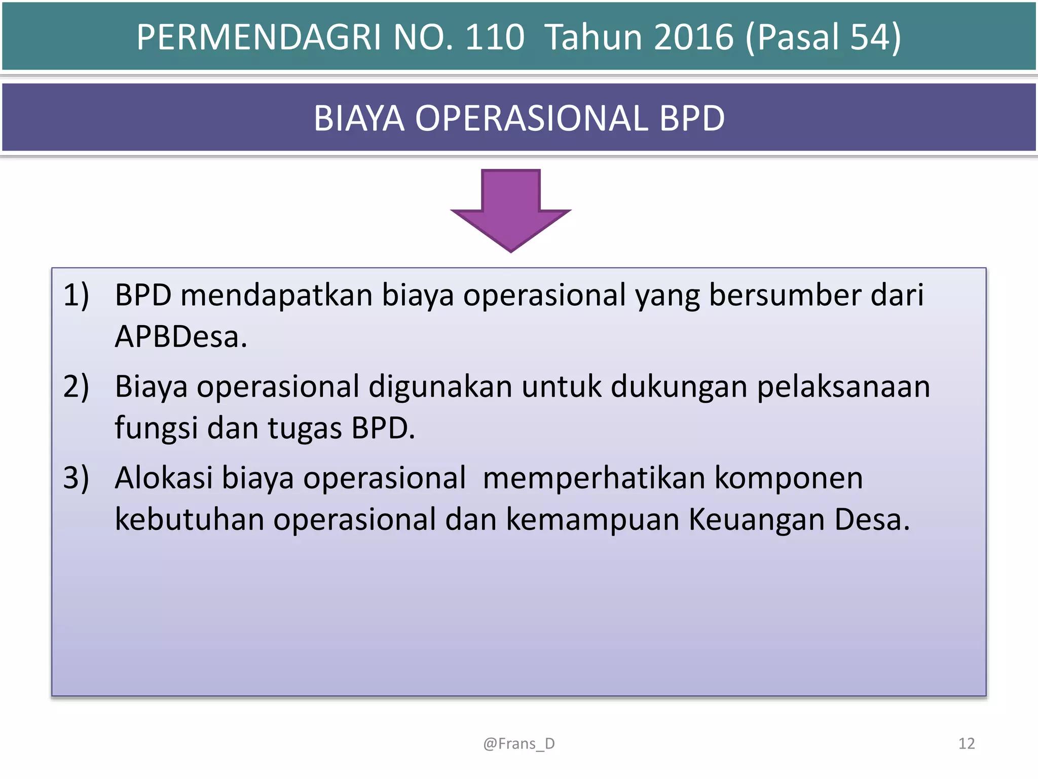 Penetapan penghasilan ketua dan anggota bpd | PPTX