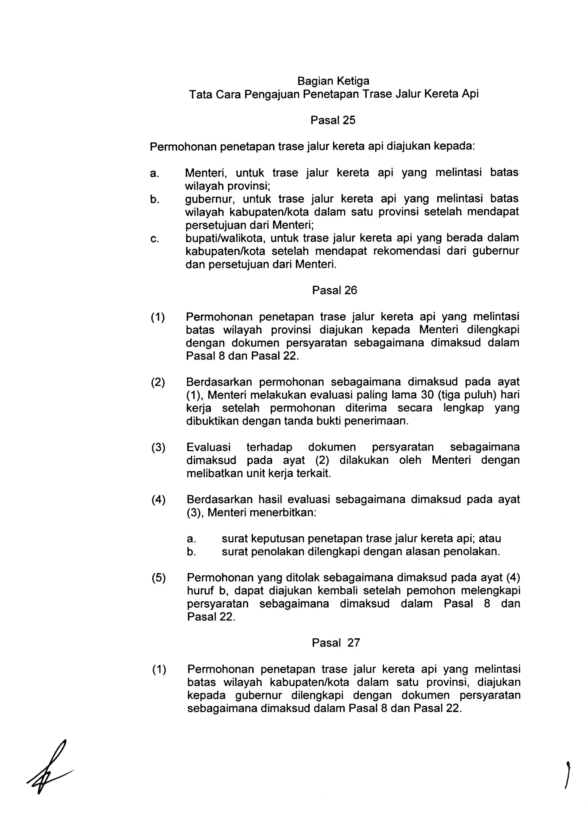 Penetapan trase pm no.-11_tahun_2012 | PDF