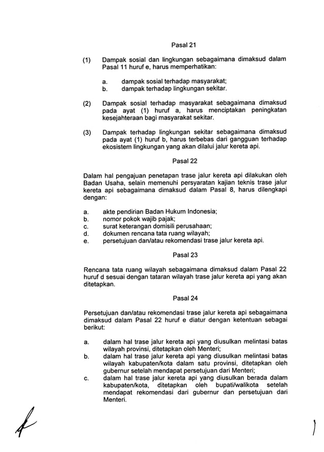Penetapan trase pm no.-11_tahun_2012 | PDF