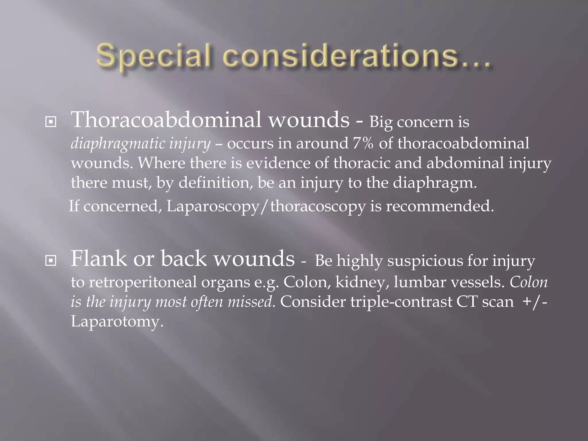Penetrating Abdominal Trauma Emergency Management | PPTX