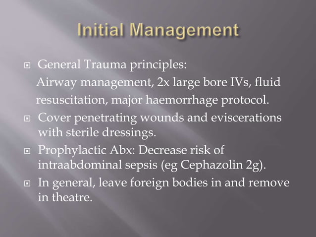 Penetrating Abdominal Trauma Emergency Management | PPTX | First Aid ...