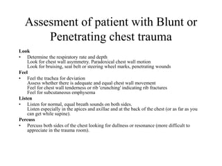 Penetrating chest trauma it's prognosis and management | PPT