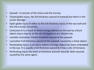 Penetrating Ocular Injuries | PPTX