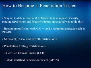 Penetration Testing.ppt | Information and Network Security | Computing