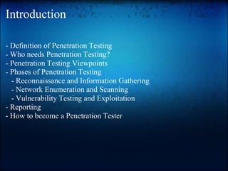 Penetration Testing.ppt | Information and Network Security | Computing