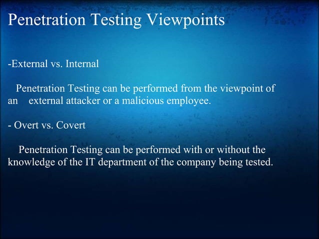 Penetration Testing.ppt | Information and Network Security | Computing