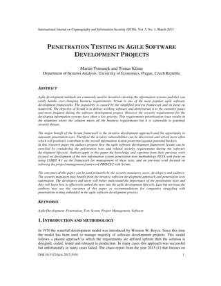 Penetration testing in agile software | PDF