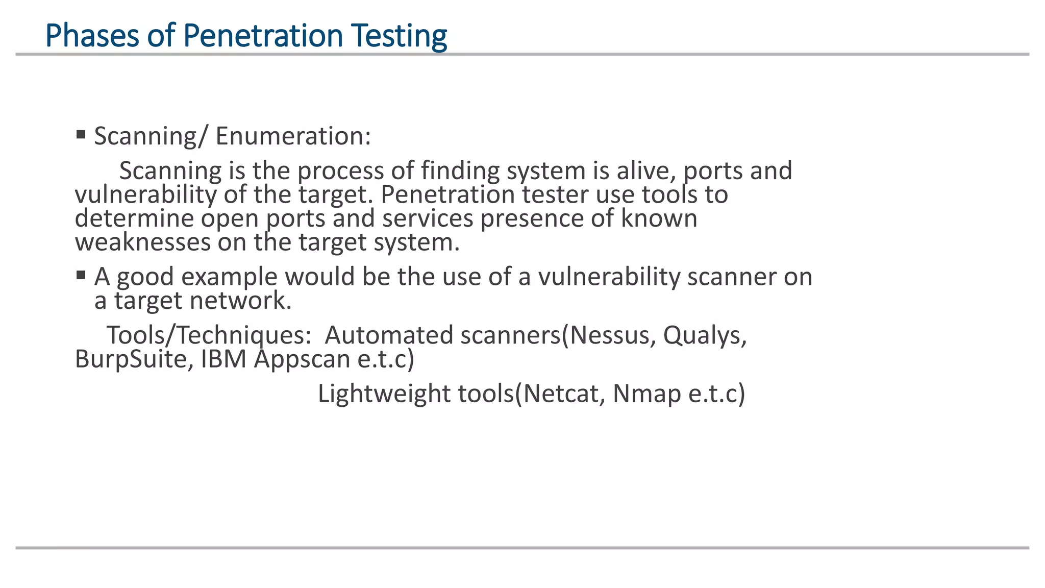 Penetration testing overview | PPTX | Information and Network Security ...