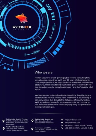 Penetration Testing Services - Redfox Cyber Security | PDF