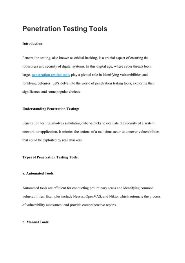 Top 10 Penetration Testing Tools(Pen test tools).pptx