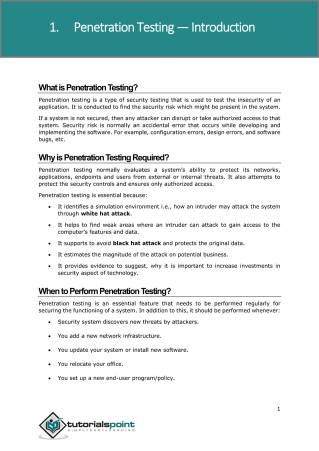 Penetration Testing Tutorial Pdf