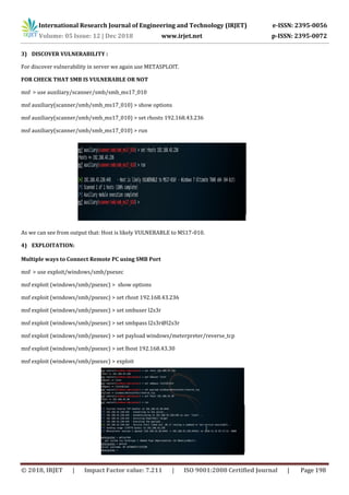 Penetration testing using metasploit framework | PDF