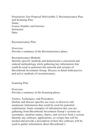 Penetration Test Proposal Deliverable 2 Reconnaissance Plan and Sca.docx