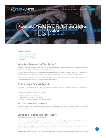 Penetration Test Reports Key Elements And Best Practices - Cyberhunter ...