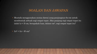 Penfaktoran dan pecahan algebra | PPT