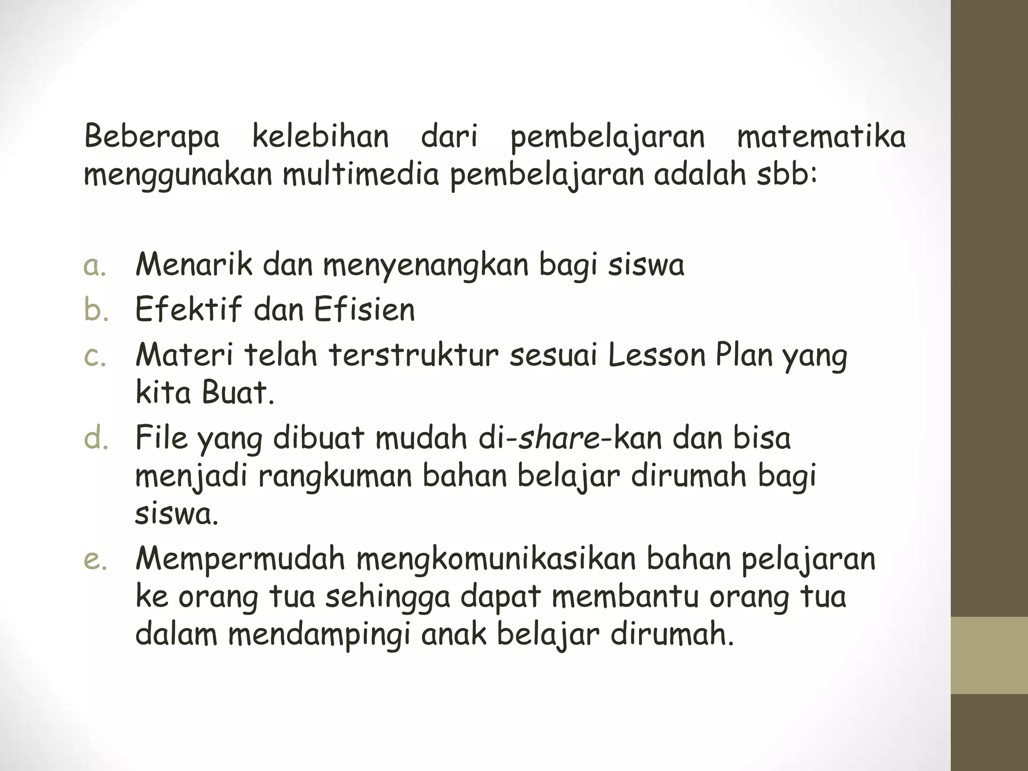 Media dan Teknologi Pembelajaran Matematika SD | PPT