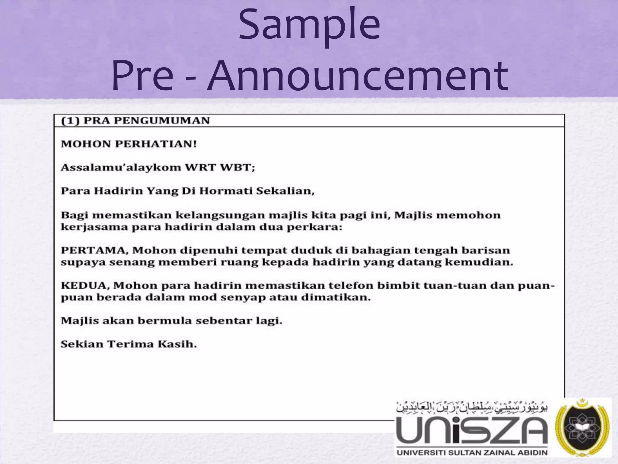 Pengacaraan Majlis (Emceeing for Official Function In Malaysia Context ...