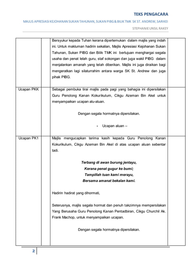 Projek Internship 3 | Teks Pengacara Majlis Apresiasi KOT | DOCX