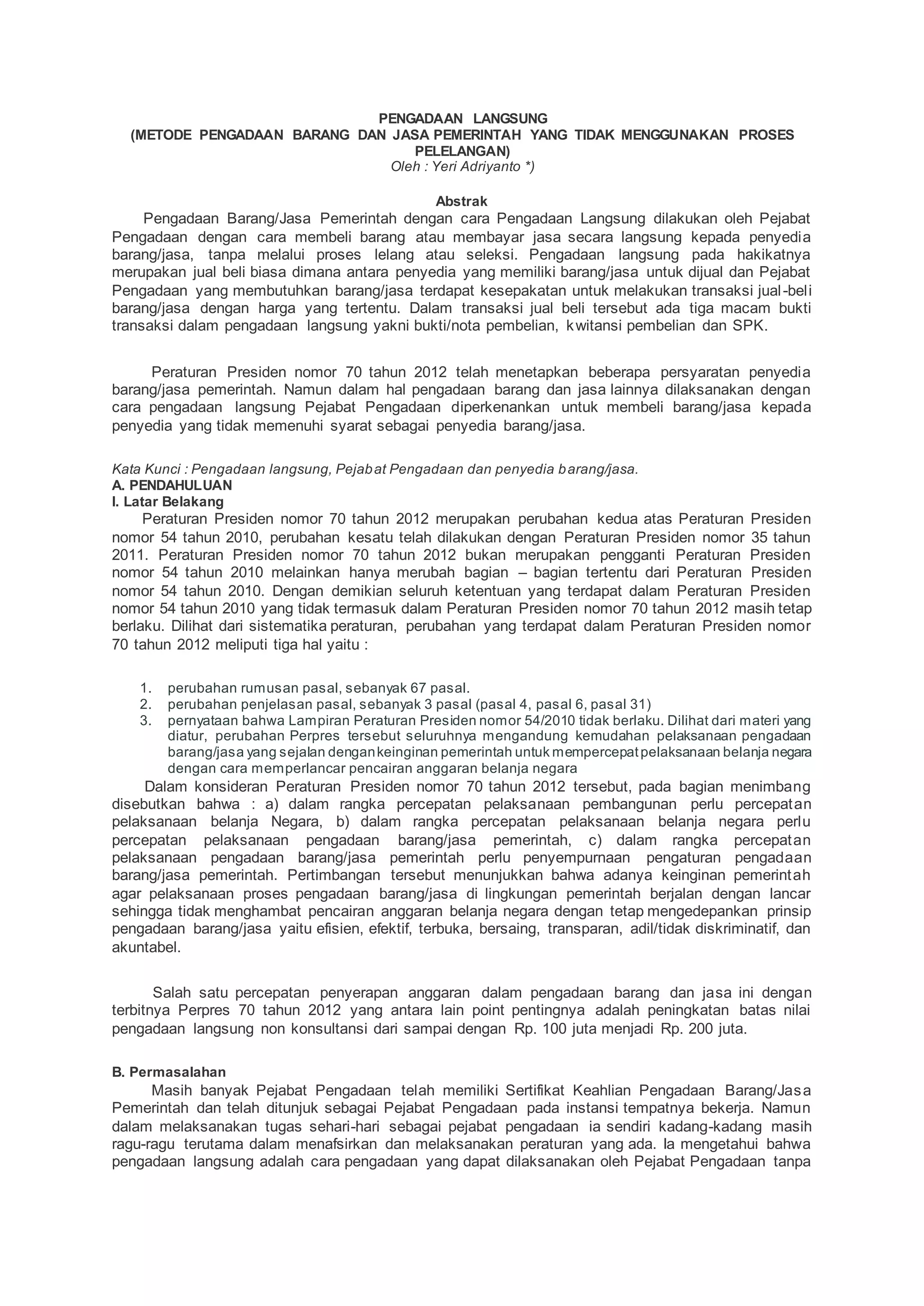 Pengadaan langsung | DOCX