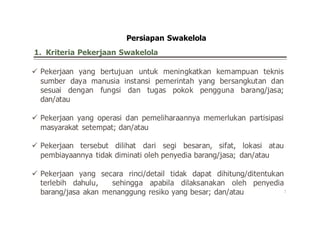 Pengadaan Barang dan Jasa dengan SwaKelola | PDF
