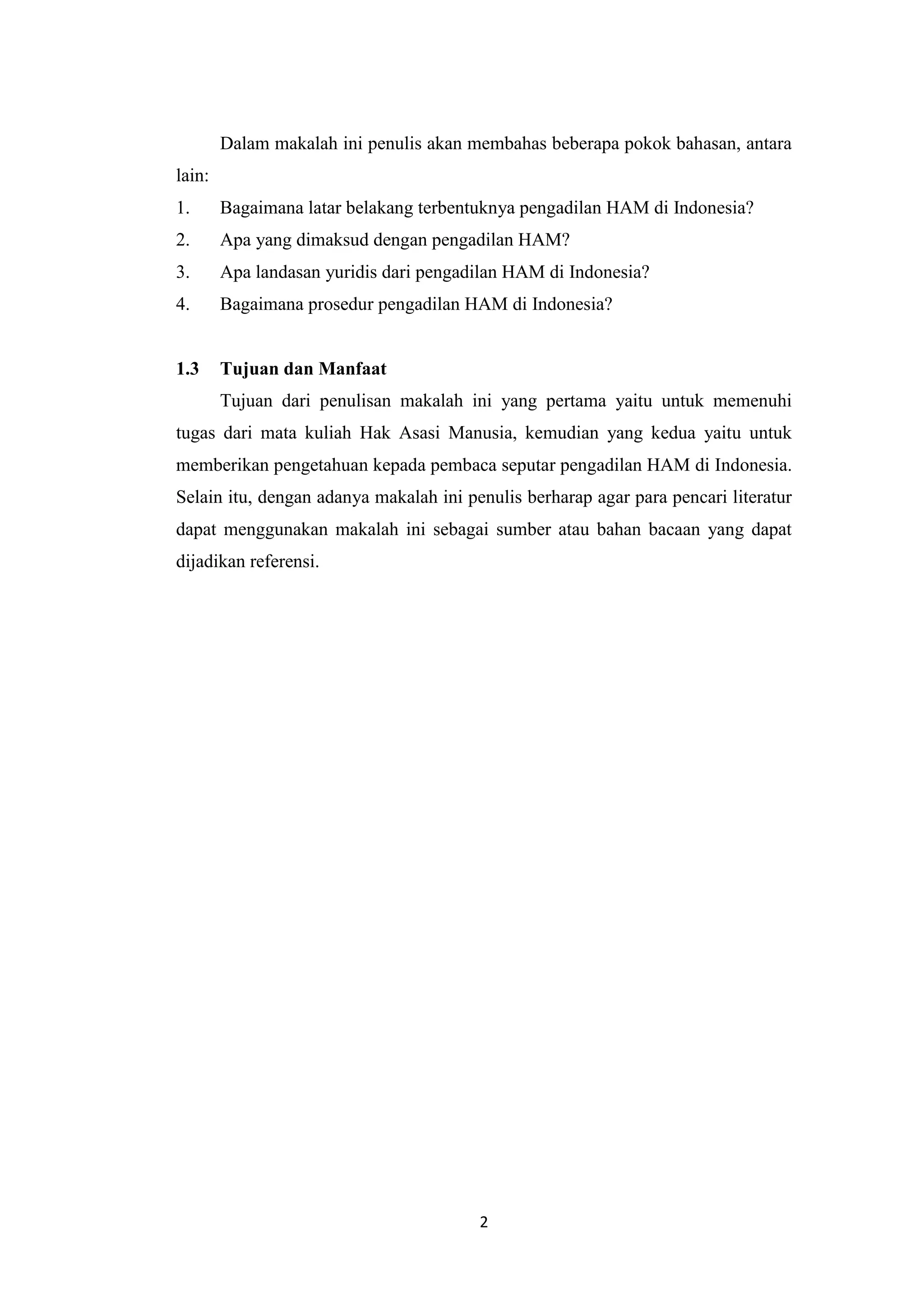 Pengadilan Hak Asasi Manusia Di Indonesia | DOCX