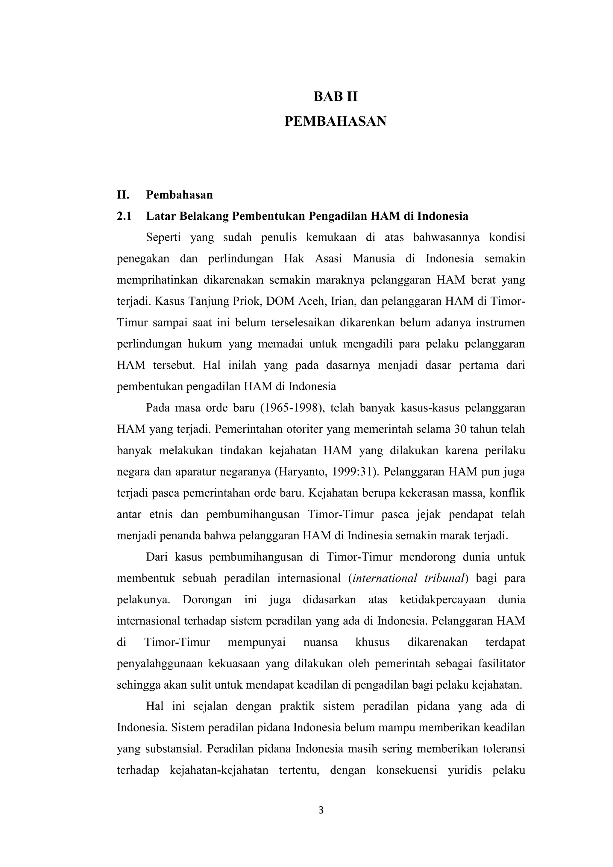 Pengadilan Hak Asasi Manusia Di Indonesia | DOCX