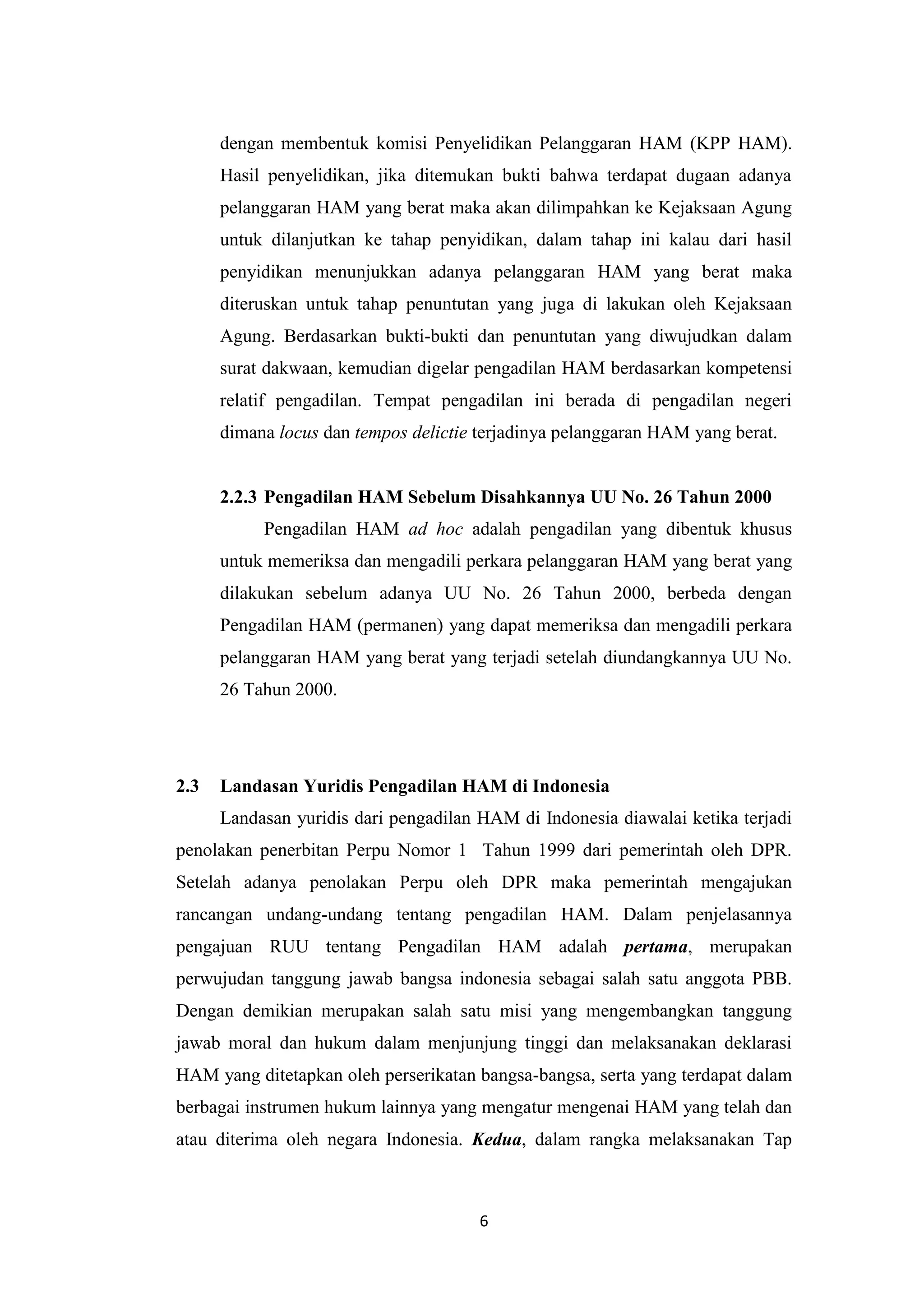 Pengadilan Hak Asasi Manusia Di Indonesia | DOCX