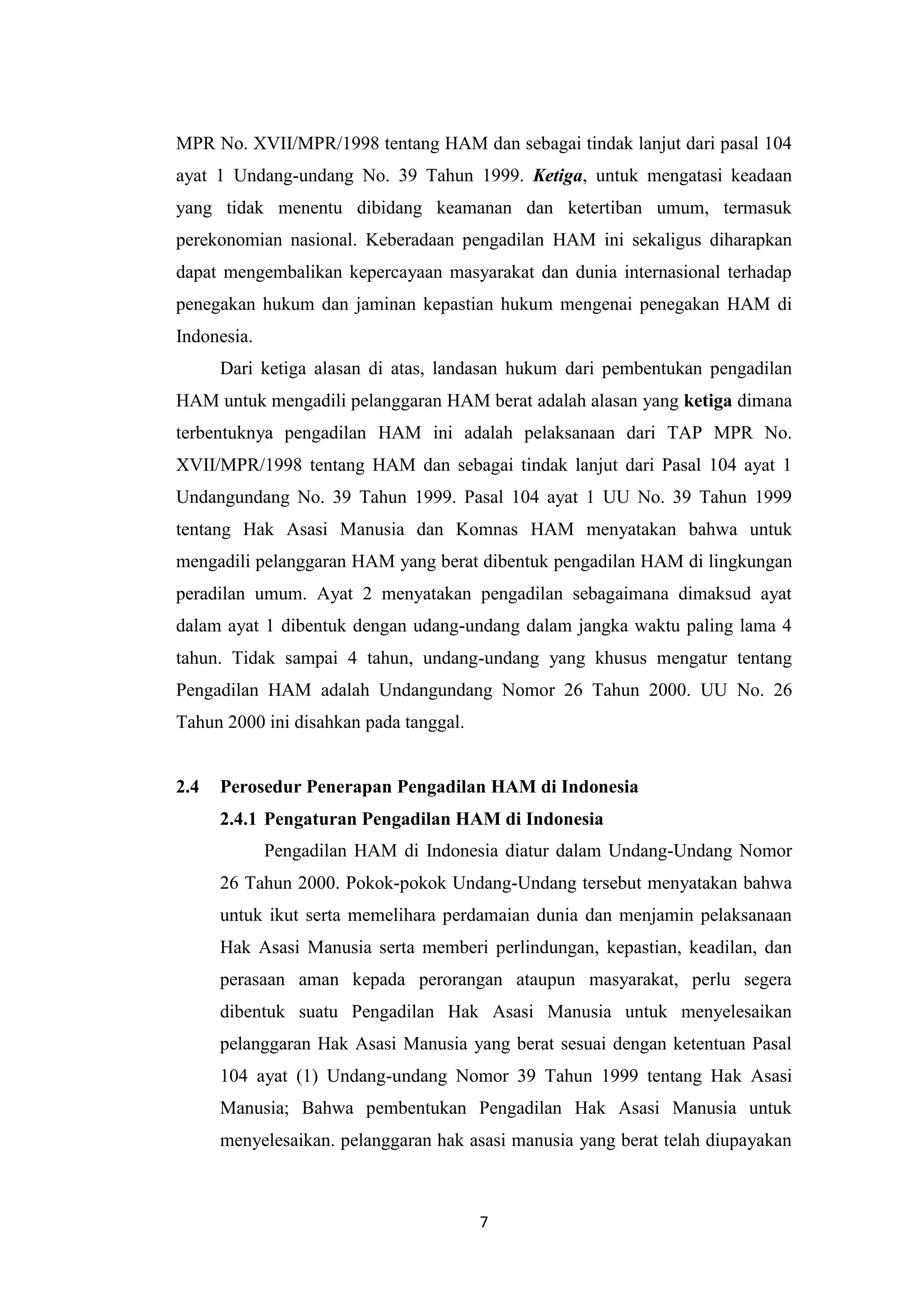 Pengadilan Hak Asasi Manusia Di Indonesia | DOCX