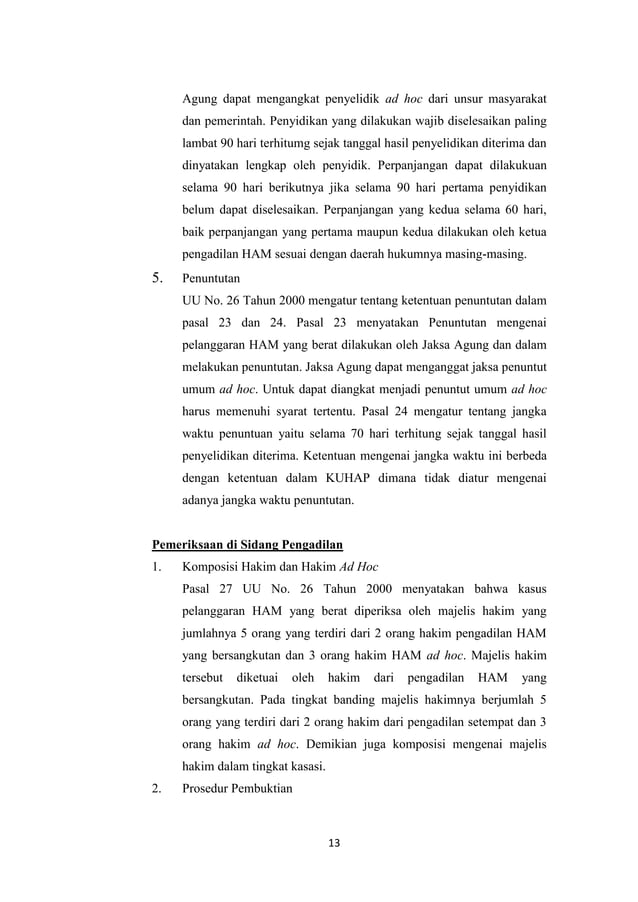 Pengadilan Hak Asasi Manusia Di Indonesia | DOCX
