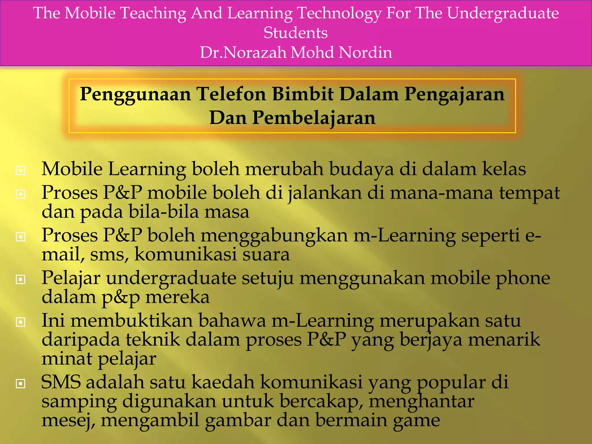 Pengajaran & pembelajaran mobile | PPTX