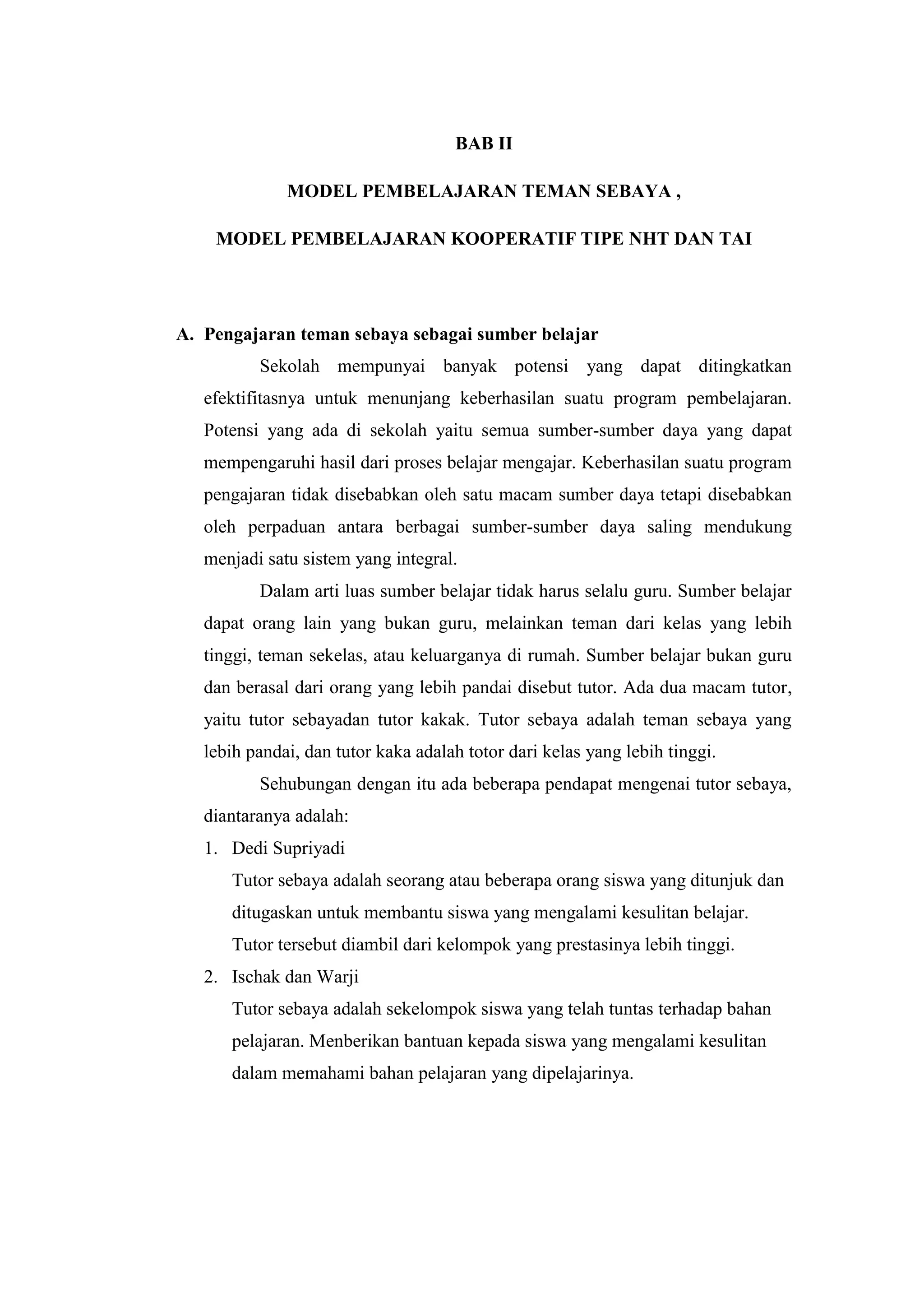 Pengajaran teman sebaya sebagai sumber belajar | PDF