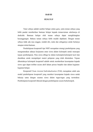 Pengajaran teman sebaya sebagai sumber belajar | PDF