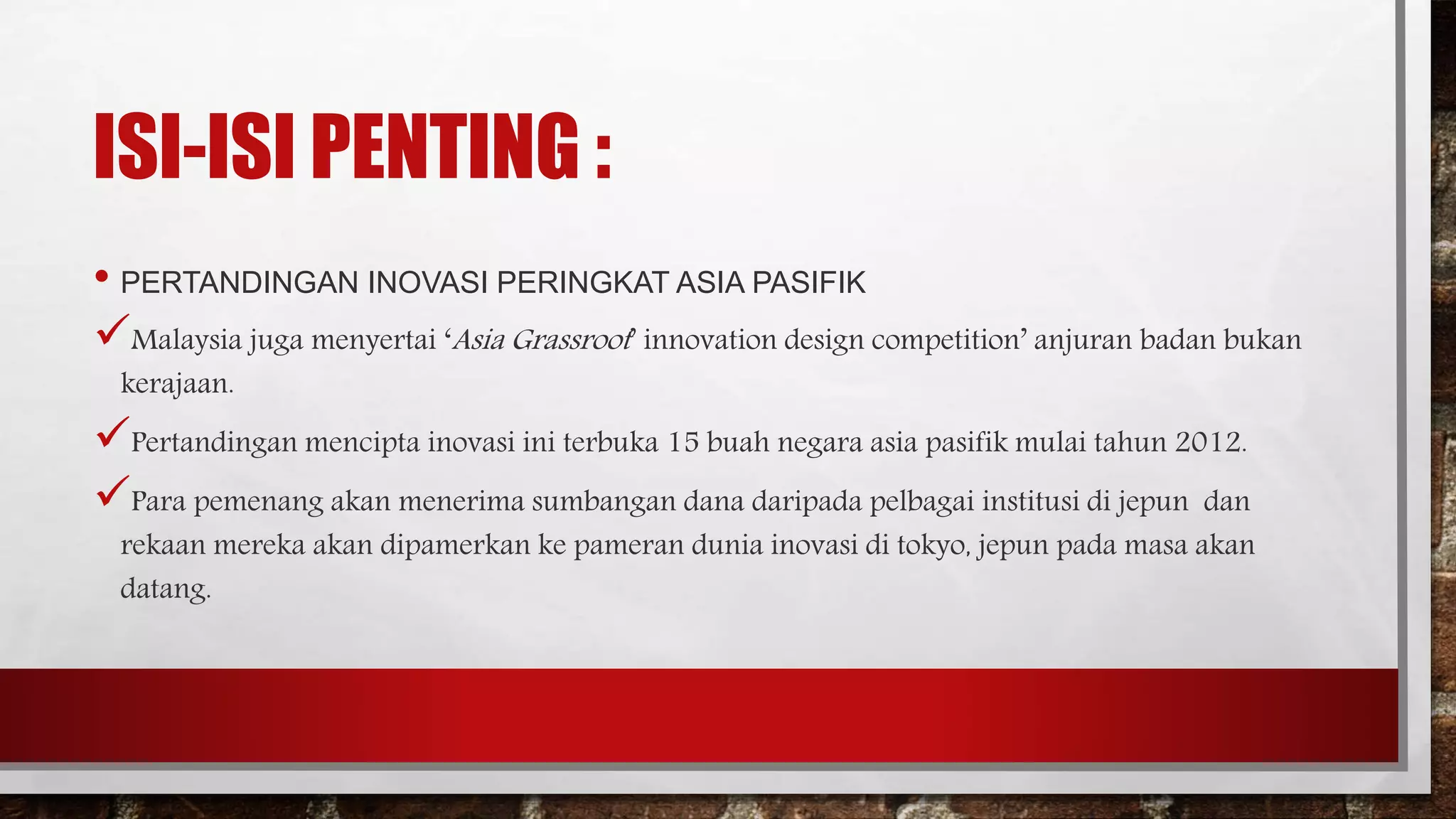 MALAYSIA BERMINAT UNTUK MENDALAMI BIDANG INOVASI HINGGA KE PERINGKAT ...