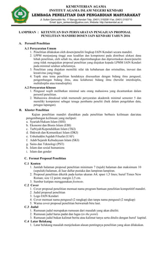 Pengumuman pengajuan proposal penelitian mandiri 2016 tahap 2 | PDF