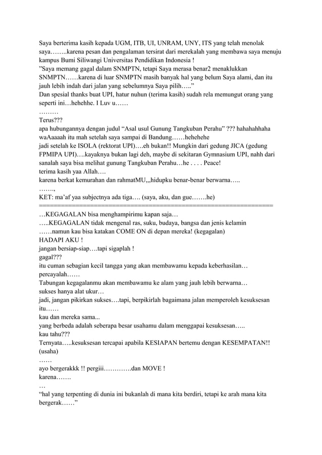 Pengalaman SNMPTN - Asal Usul Gunung Tangkuban Perahu | PDF