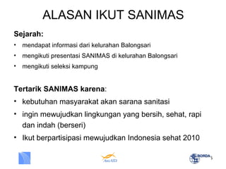 Pengalaman Pelaksanaan SANIMAS RW I Lingkungan Balongcok Kelurahan ...