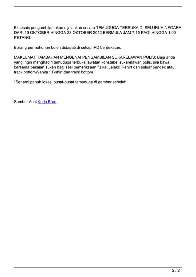 PENGAMBILAN JAWATAN KONSTABEL SUKARELAWAN SIMPANAN PDRM | PDF