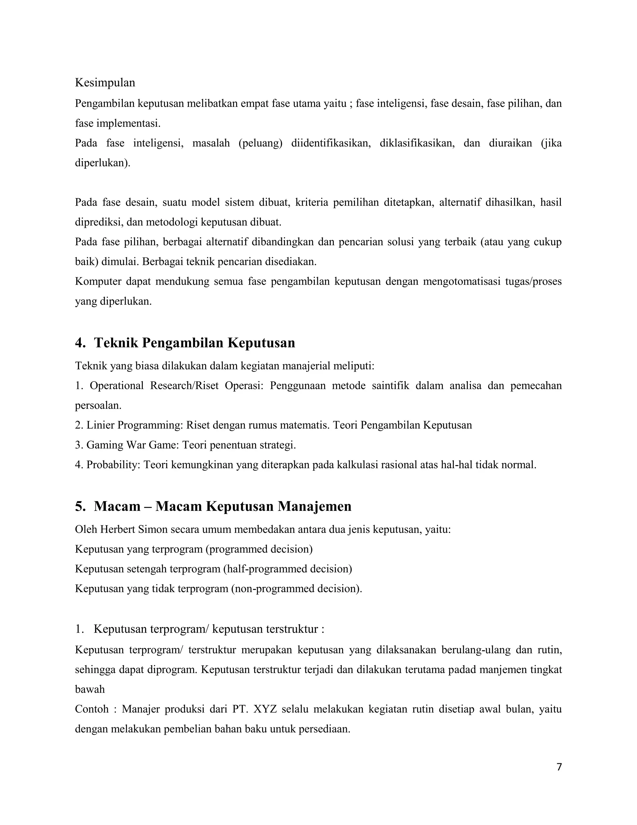 Pengambilan keputusan dalam manajemen | DOCX