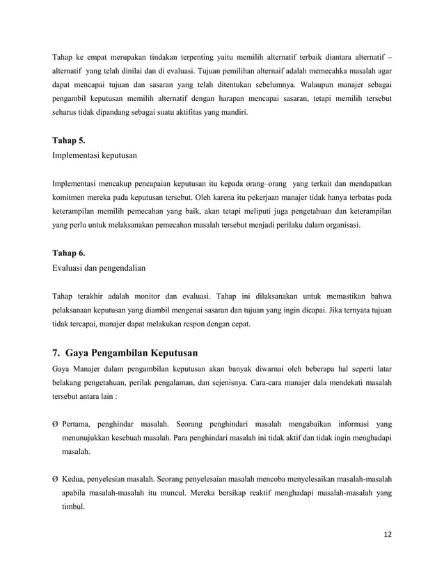 Pengambilan keputusan dalam manajemen | DOCX