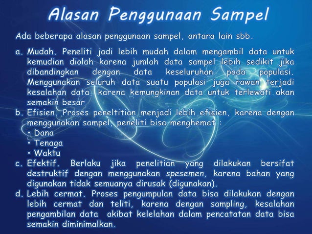 Pengambilan sample dalam Metode Penelitian | PPTX