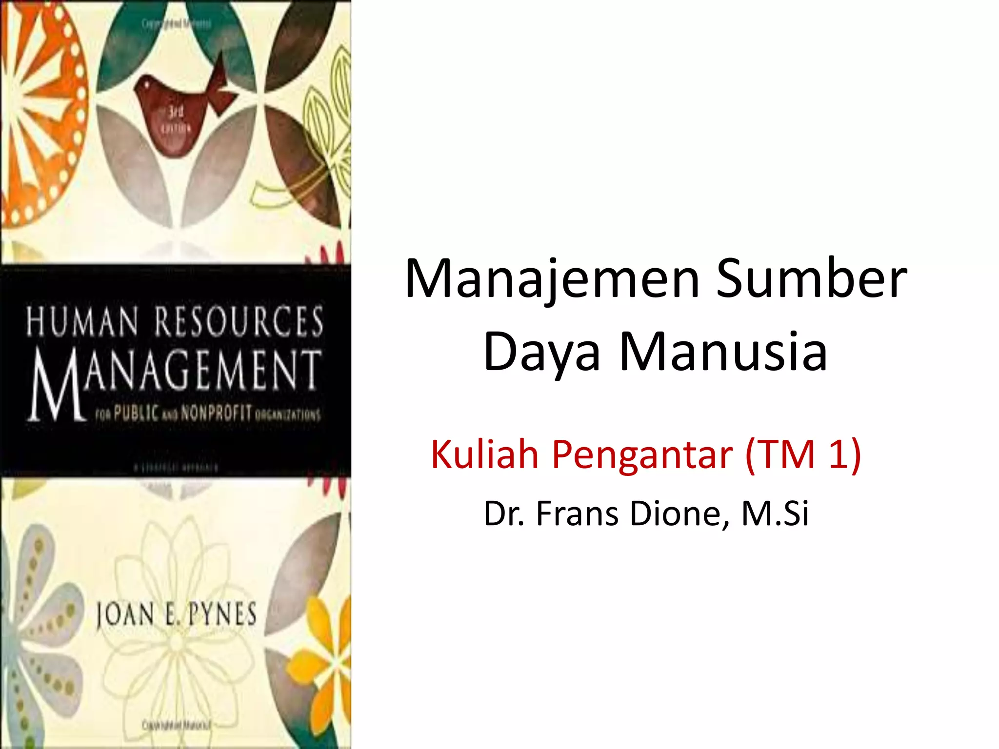 Pengantar manajemen sumber daya manusia di sektor publik | PPTX