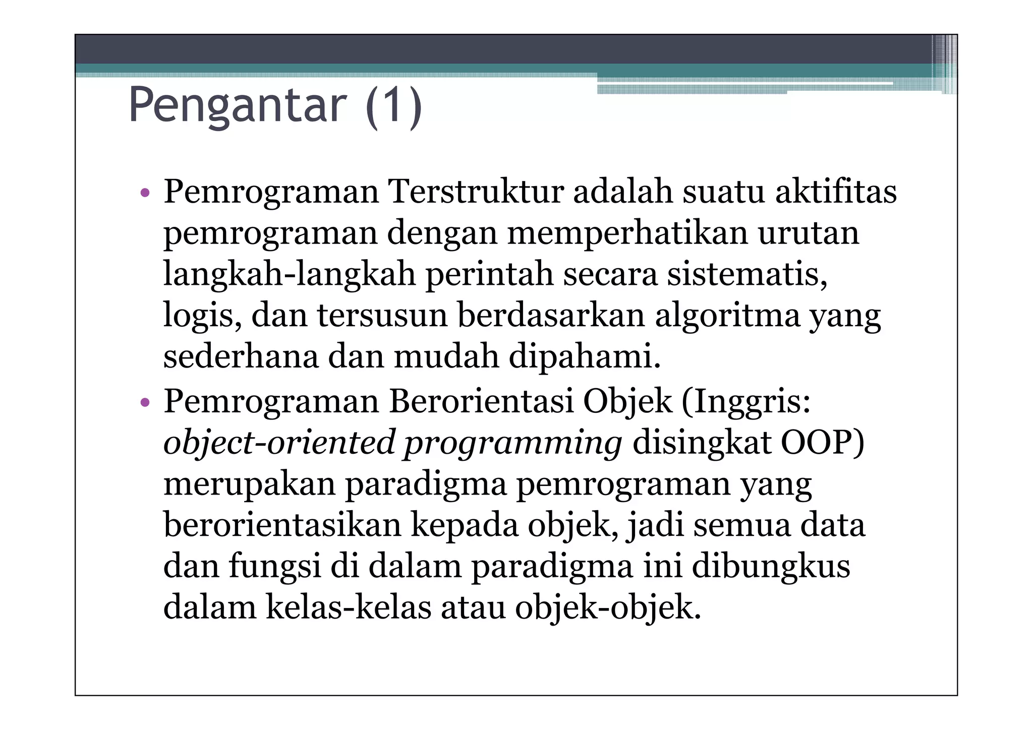 Pengantar Pemrograman Berorientasi Objek | PDF
