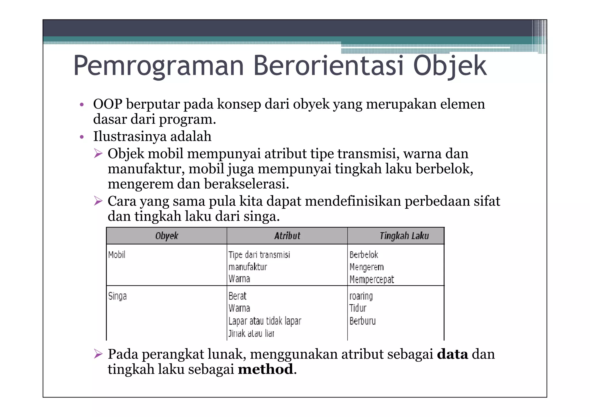 Pengantar Pemrograman Berorientasi Objek | PDF