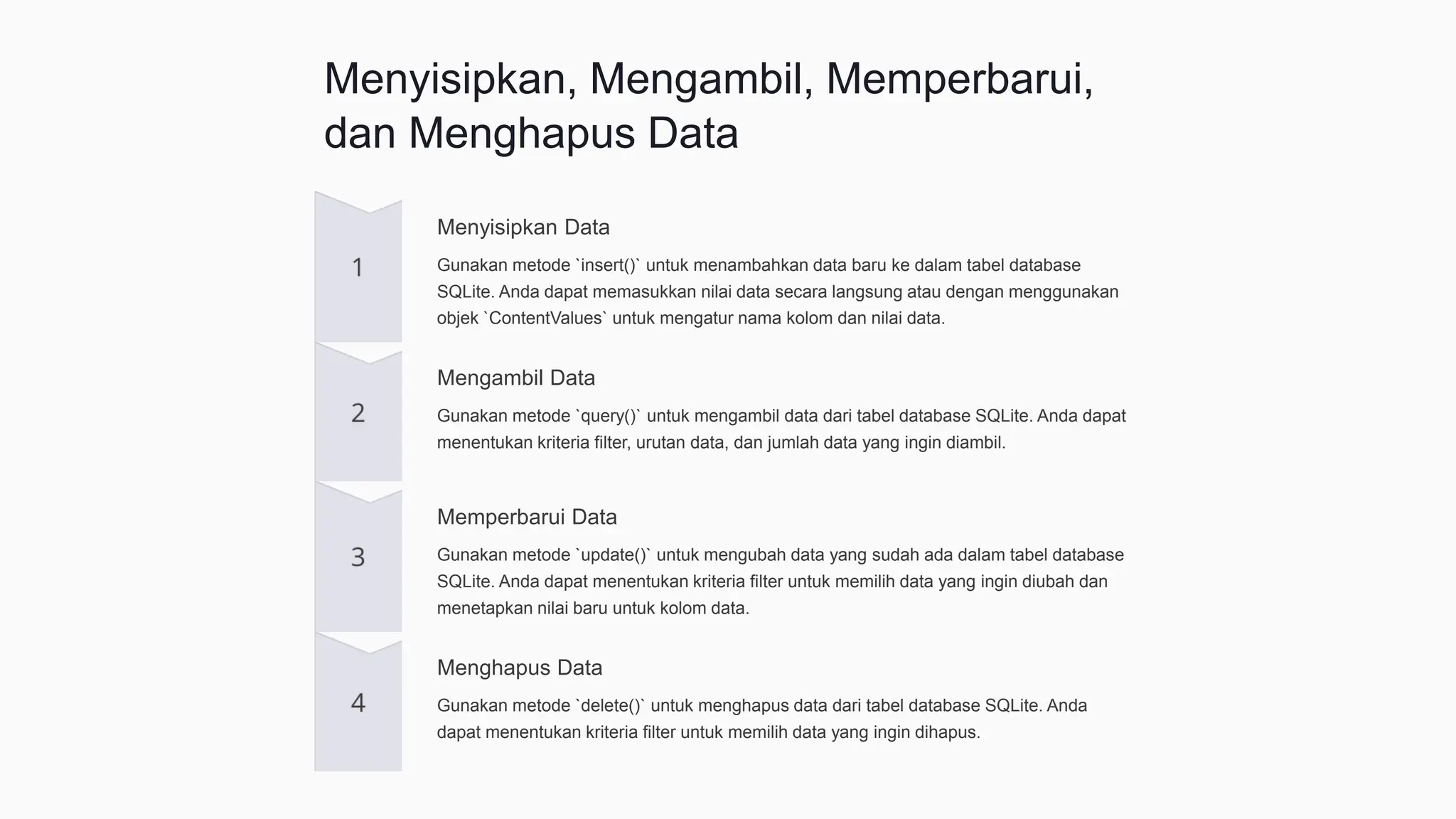 Pengantar SQLite di Android Studio menggunakan bahasa Java | PPTX
