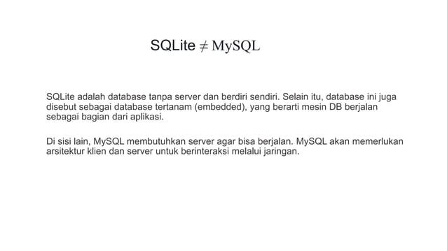 Pengantar SQLite di Android Studio menggunakan bahasa Java | PPTX