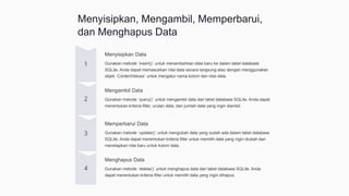 Pengantar SQLite di Android Studio menggunakan bahasa Java | PPTX