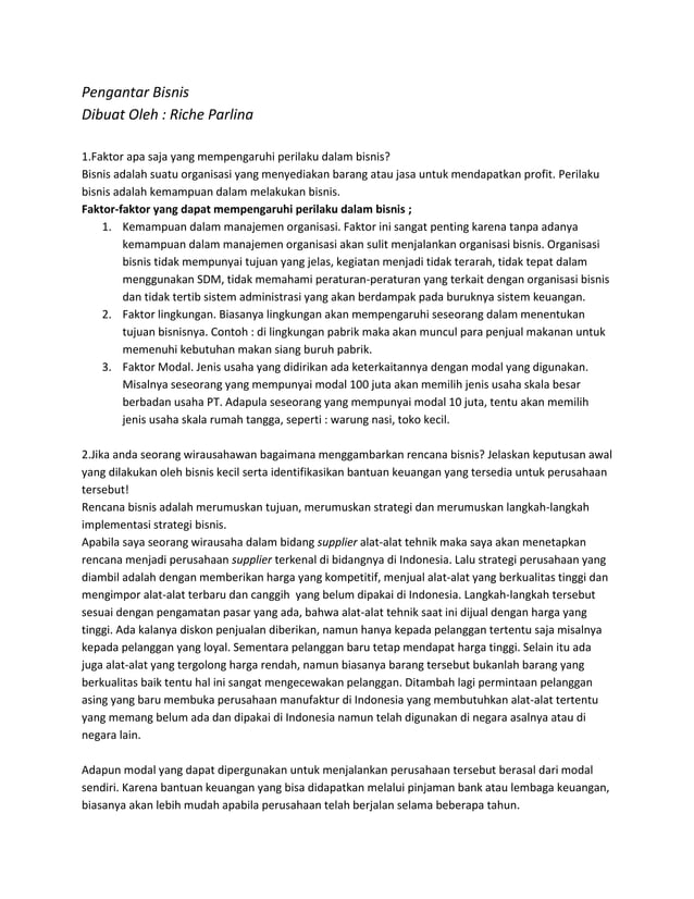 Pengantar Bisnis | DOCX