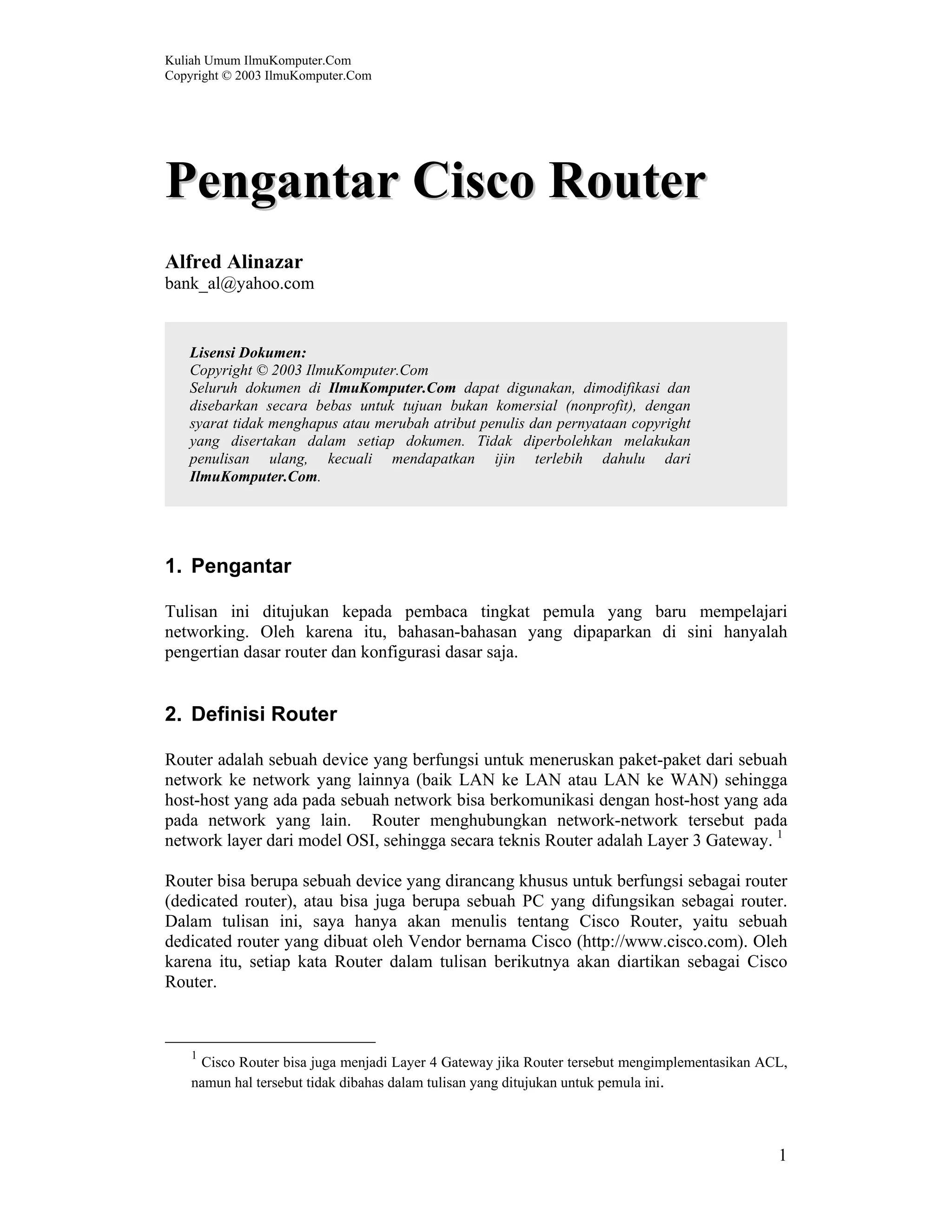 Basic Konfigurasi Router | PDF